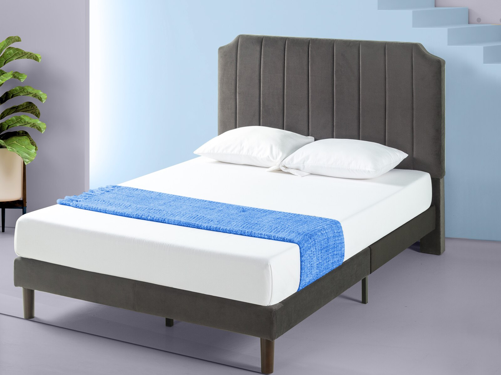 Sleepy's Signature Tall Channel Tufted Upholstered Platform Bed ...