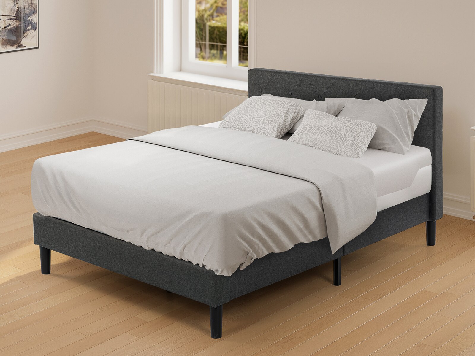 Sleepy's Deluxe Diamond Stitch Upholstered Platform Bed | MattressFirm